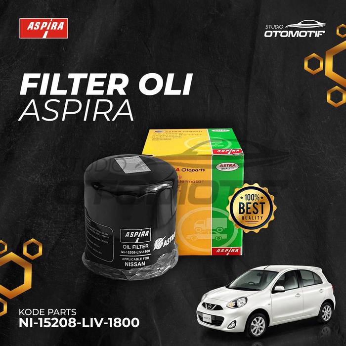 Jual ASPIRA FILTER OLI NISSAN MARCH NI-15208-LIV OIL FILTER - Kab ...