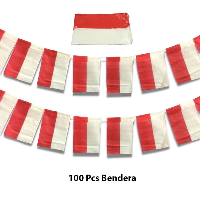 Jual Bendera Merah Putih Plastik 1 Pack isi 100 Lembar HUT RI KENT379 ...