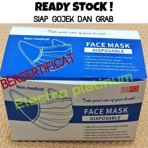 Jual Masker 3 Ply 1 Box Isi 50Pcs Bercertificat Ready Gojek Dan Grab ...