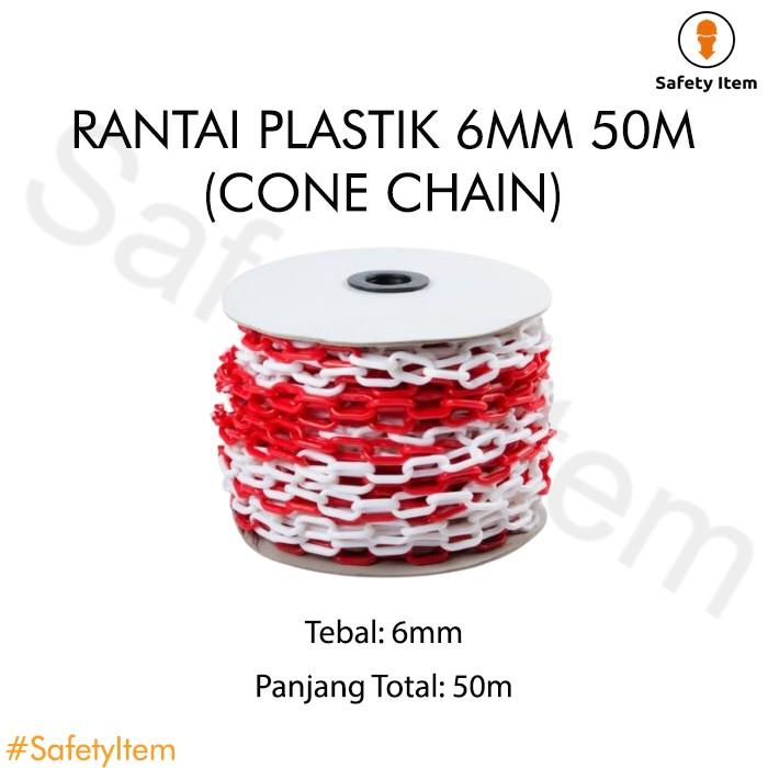 Jual Rantai Plastik 6mm 50m Rantai Safety Cone Chain - Merah Putih ...