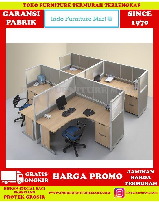 Jual Partisi Kantor Workstation Sekat Meja Set Modera Abu2 Conf 4 Staff ...