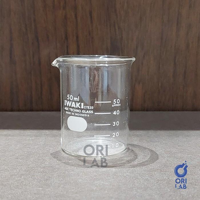 Jual IWAKI Beaker Glass Gelas Kimia Tabung Ukur Gelas Lab - 50mL ...