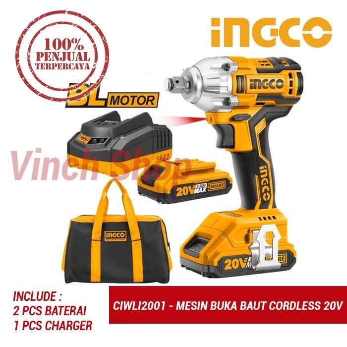 Jual MESIN BUKA BAUT CORDLESS 20 V ALAT IMPACT WRENCH INGCO CIWLI2001 ...