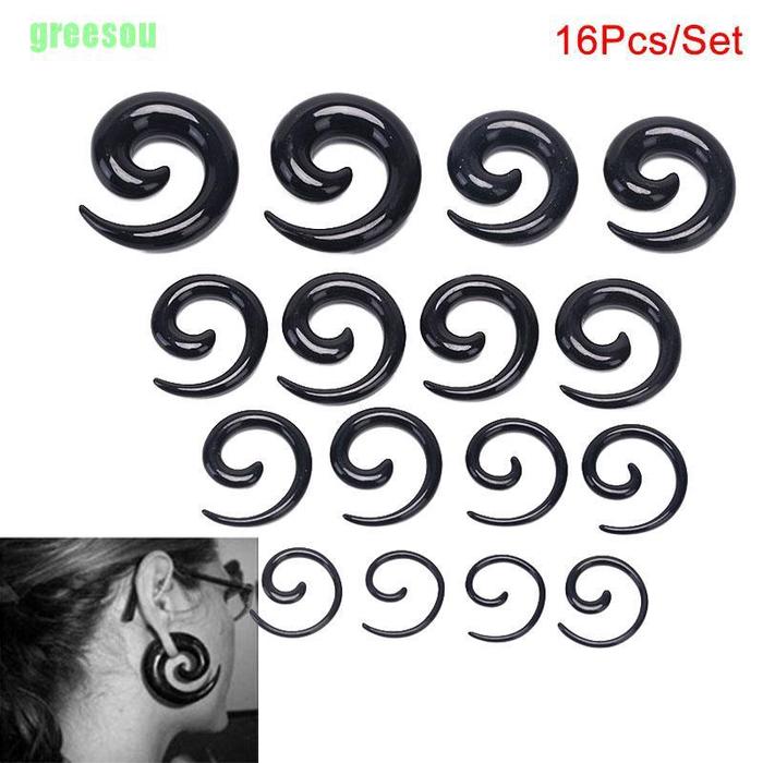 Jual GS 16Pcs/Set Spiral Taper Flesh Tunnel Ear Stretcher Expander ...