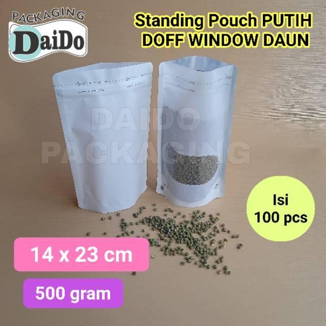 Jual ISI 100 PCS Standing Pouch PUTIH kombinasi window Jendela 14x23cm ...