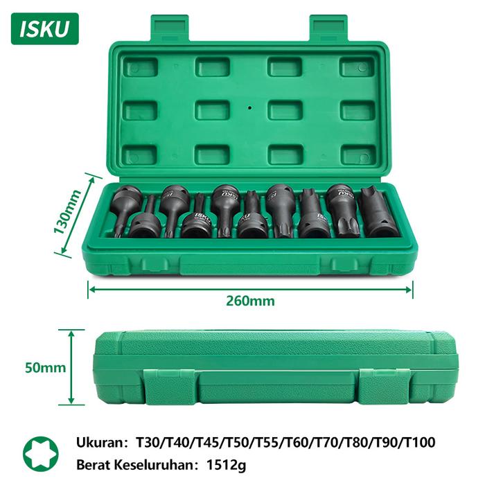 Promo ISKU Mata Socket Impact Bits Set 10pcs Bahan Cr-Mo 1/2 Inch ...