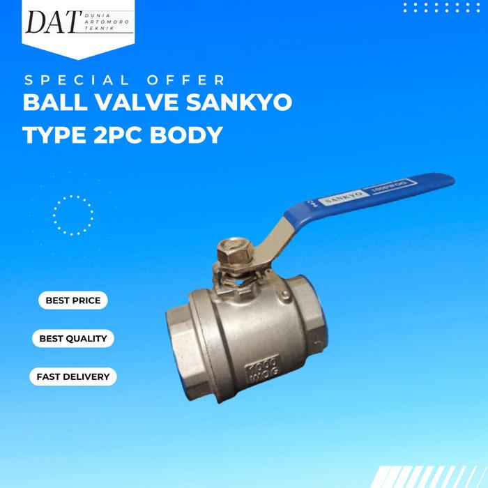 Jual 1" Stop Kran Ball Valve Stainless Sankyo 2Pc Body Full Bore ...