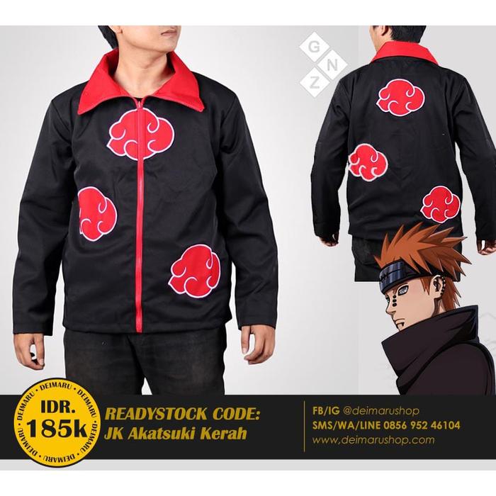 Jual JK Akatsuki Kerah - Jaket Hoodie Akatsuki Itachi Naruto Cosplay ...