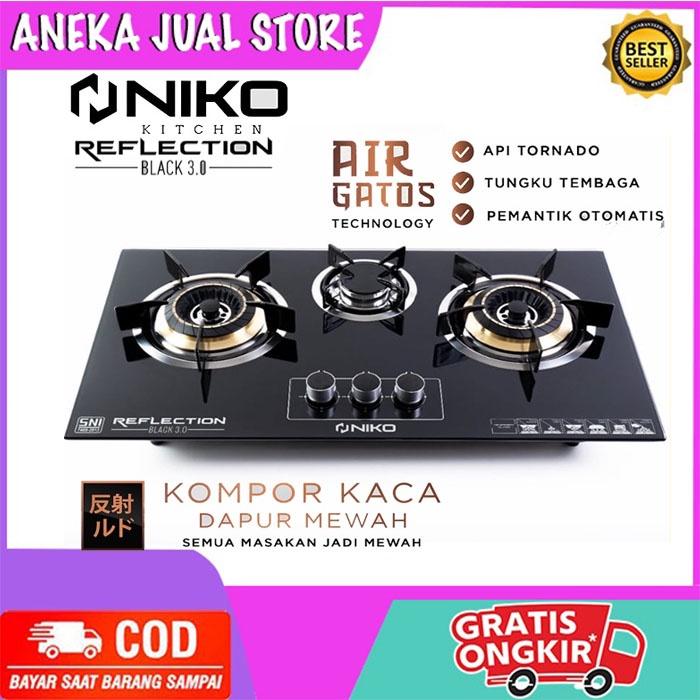 Jual Kompor Tanam Niko Reflection BLACK 3.0 Kompor Gas 3 Tungku ...