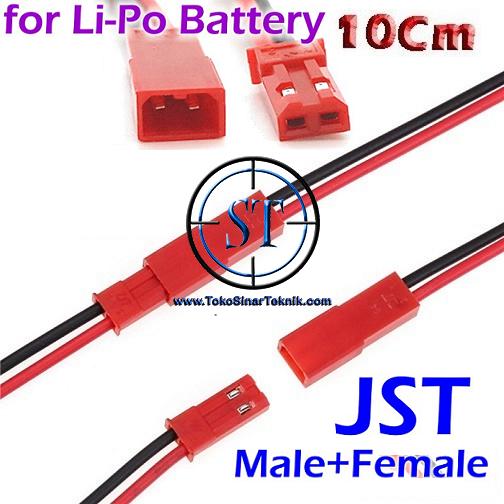Jual Socket Kabel Merah JST 10cm 2 pin ( male + female ) Quick ...