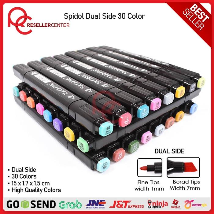 Jual [SPIDOL 30C] Spidol Dual Side Fine Art Marker 30 Color - T30 ...