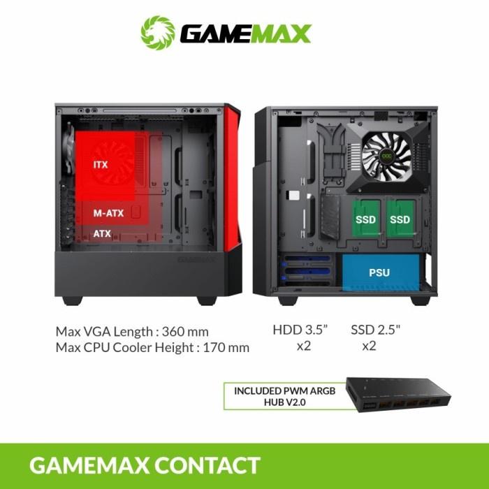 Jual Gamemax Contac COC Black Red E-ATX Gaming PC Case With COC Fan ...