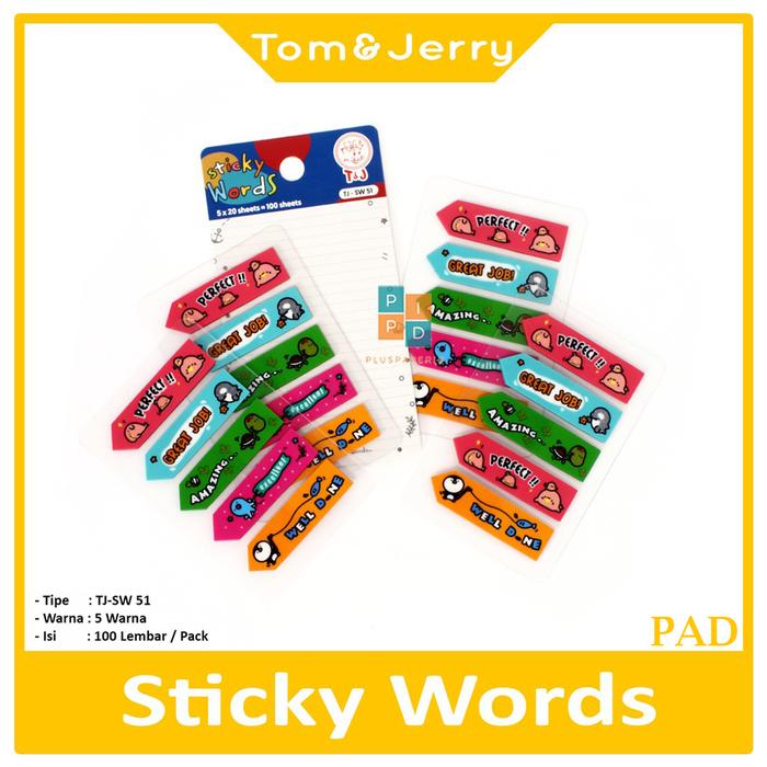Jual TOM & JERRY - Labels Sticker Kata SW 51 Sticker Words - Pad ...