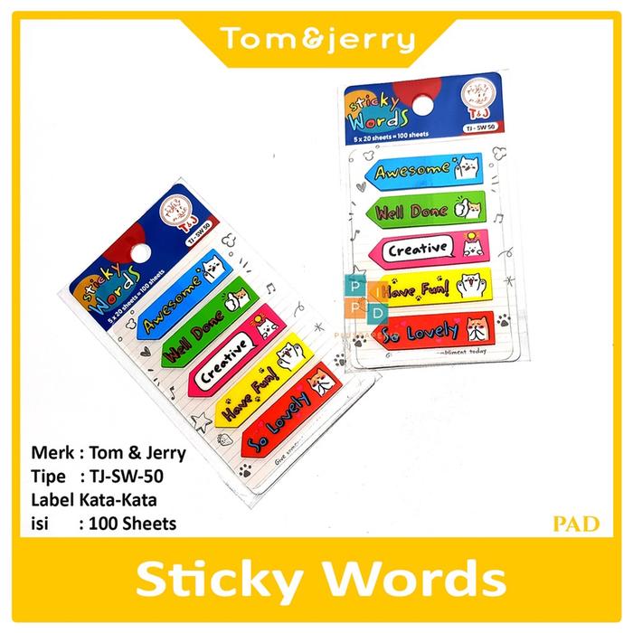 Jual TOM & JERRY - Labels Sticker Words SW 50 - Sticker Kertas - Pad ...