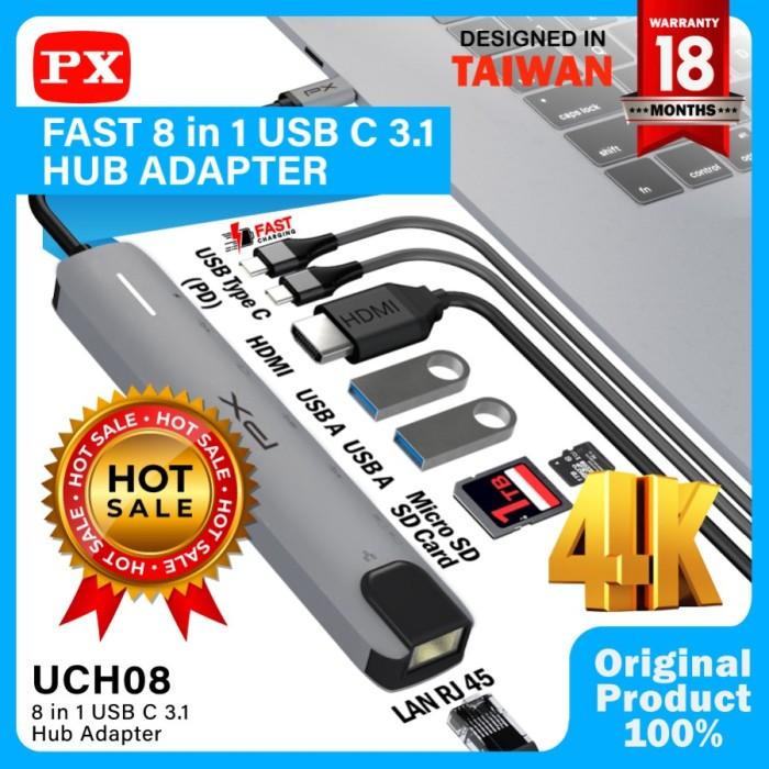 Jual Hub Converter USB Type C 3.1 to USB Type C 4K HDMI 8 in 1 PX UCH08 - Jakarta Barat ...