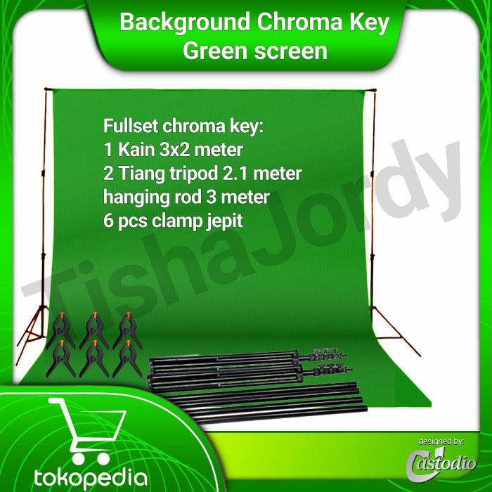 Jual new paket greenscreen chroma key backdrop green screen background ...