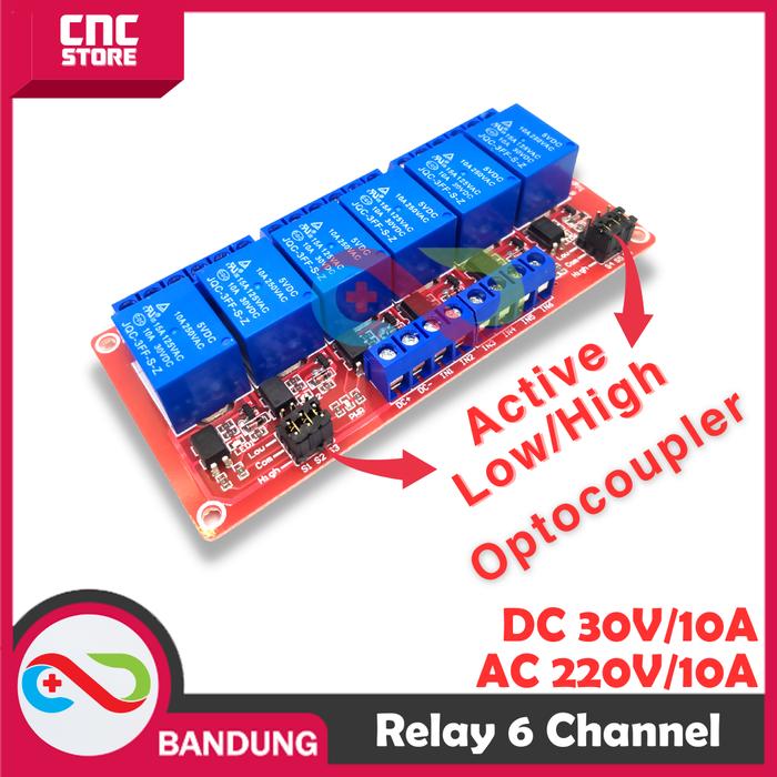 Jual MODULE RELAY 6 CHANNEL 5V AKTIV HIGH LOW WITH OPTOCOUPLER - Kota ...