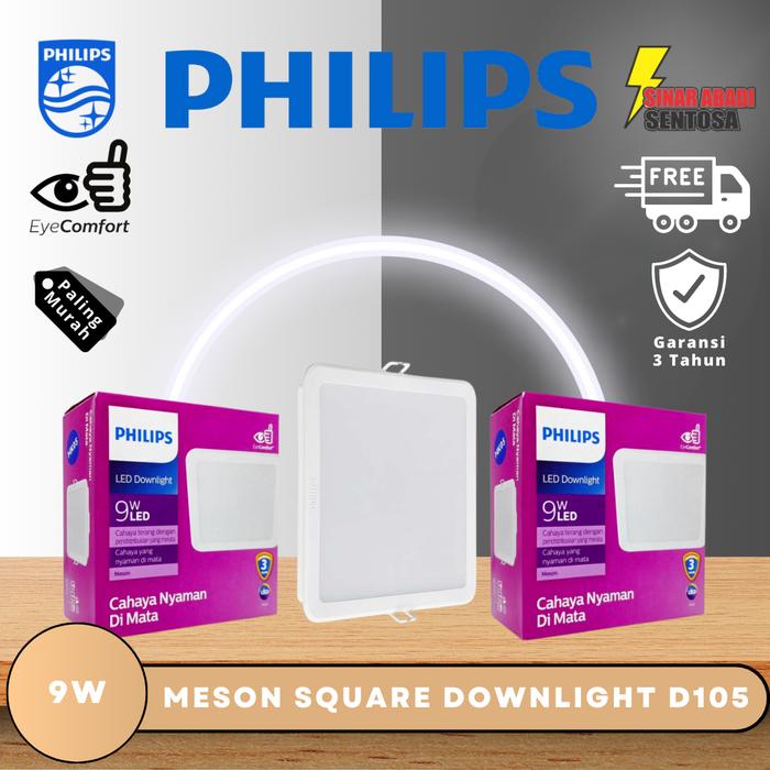 Jual Philips Lampu LED Downlight / Plafon Meson Square / Persegi 9w ...