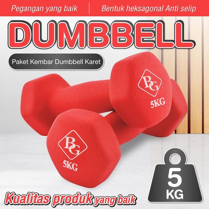 Jual Dumbbell Gym Barbel Alat Angkat Beban Rubberized Cast Iron 5kg ...