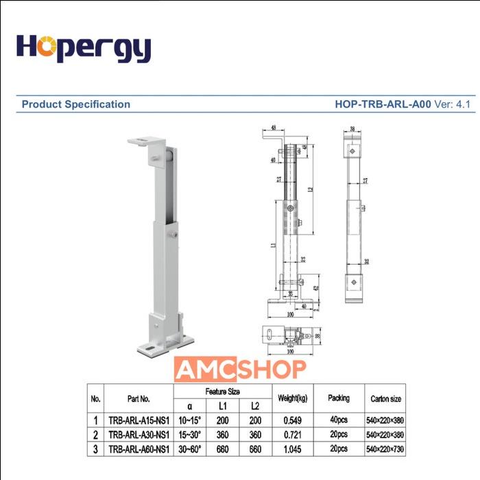 Jual Hopergy Adjustable Rear Leg Kit Mounting Solar PV Module Panel ...