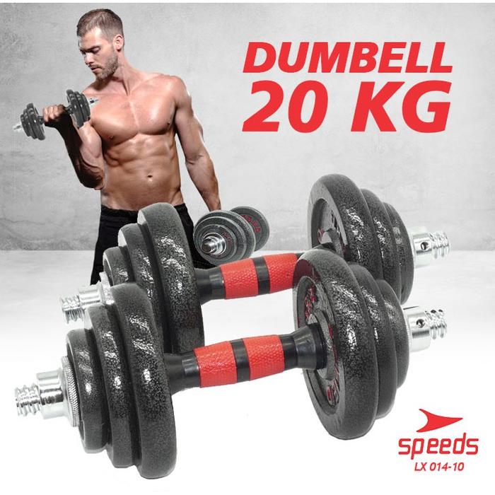 Jual SPEEDS Dumbell 20 kg Barbel Set Tiang Angkat Beban Besi Stainless ...