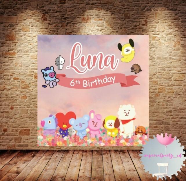 Jual Custom Backdrop Banner Spanduk Happy Birthday BT21 BTS Army - 1x1 ...