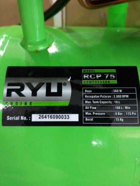 Jual KOMPRESOR RYU RCP 75 - KOMPRESOR LISTRIK RYU - KOMPRESOR TEKIRO ...
