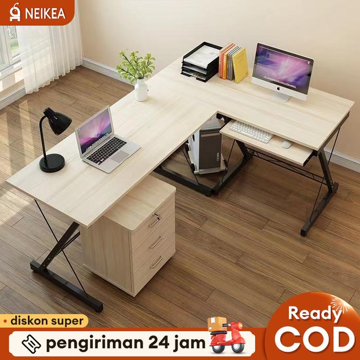 Jual Meja Serbaguna L Meja Kantor Meja Kerja Meja Belajar L shaped Desk ...