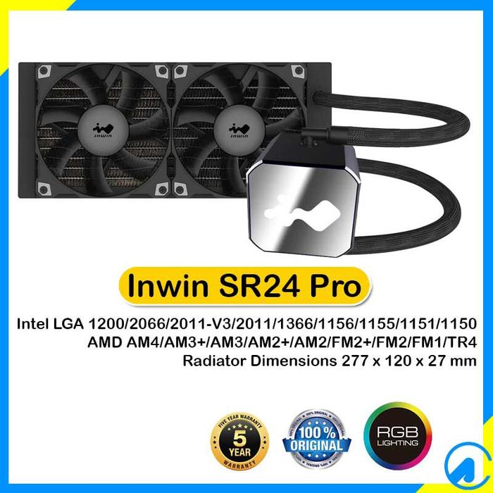 Jual Inwin SR24 Pro 240mm ARGB AIO Twin Turbine RGB Liquid CPU Cooler ...