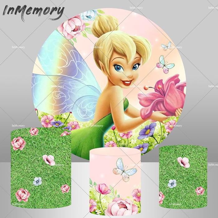 Jual Fairy Tinkerbell Round Backdrop Birthday Party Green Photo - Kota ...