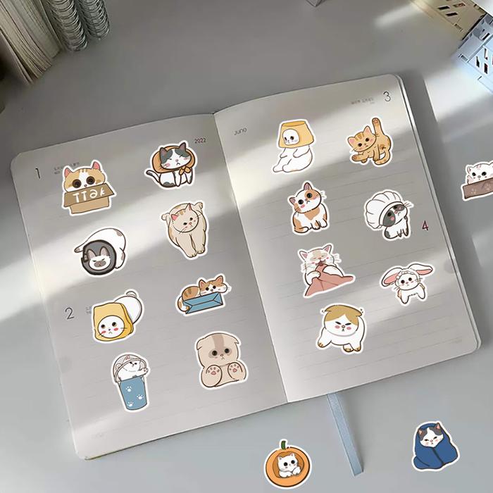 Jual Stiker Kucing Kartun 50/60 Buah Stiker Lucu Pola Anak Kucing ...