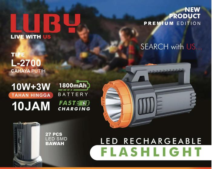 Jual Senter Cas LUBY L 2700 Putih Baterai Fas Charging LED 10 Watt ...