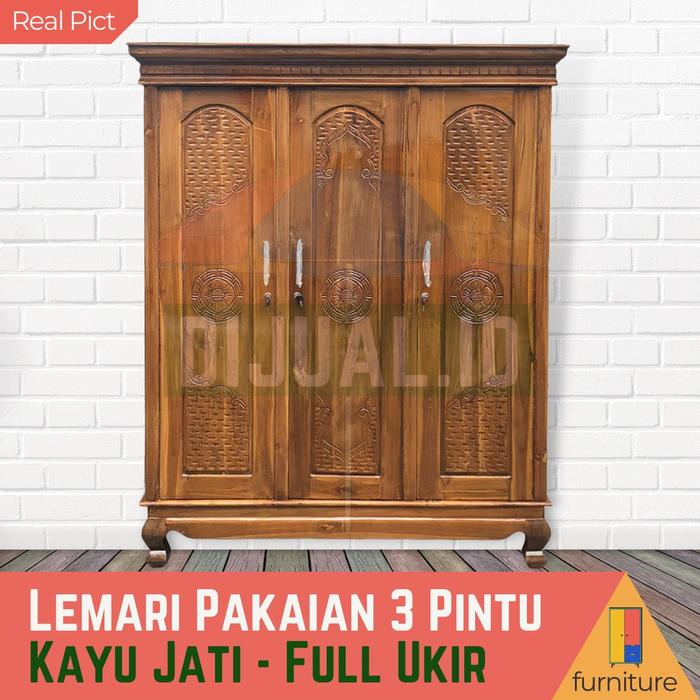 Jual LEMARI PAKAIAN JATI 3 PINTU - LEMARI KAYU JATI - LEMARI PAKAIAN - - Jakarta Selatan ...