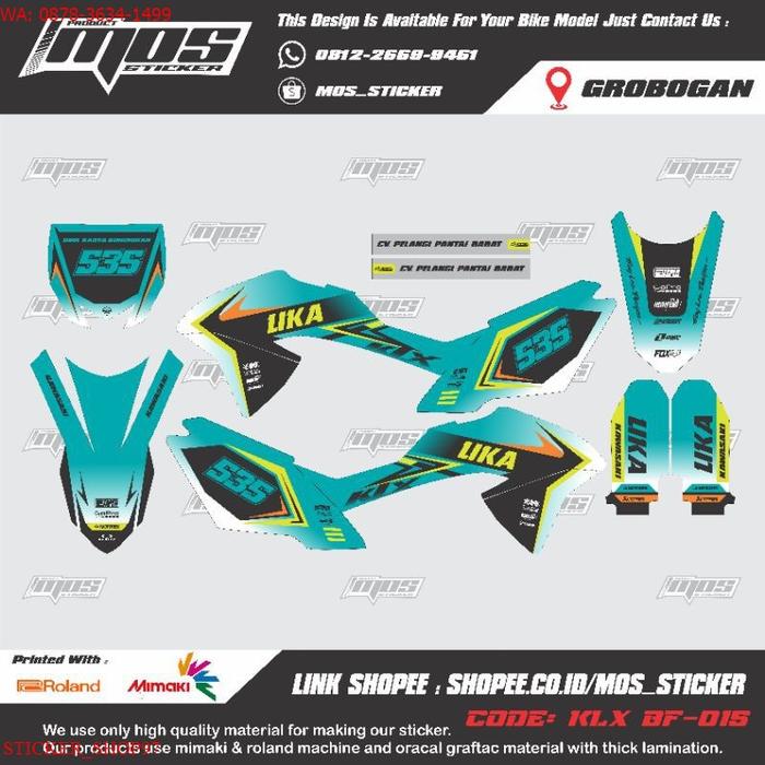 Jual PREMIUM Decal Stiker KLX 150 BF FREE GANTI NAMA DAN NOMER desain ...