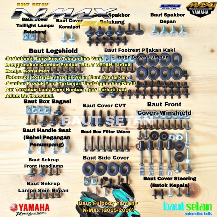 Jual Baut Full Body Yamaha NMax 2015-2018/Baut Full Set Body Nmax ...