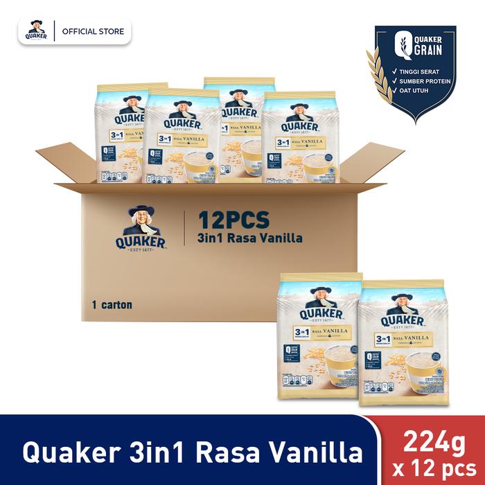 Promo Quaker 3in1 Vanilla Polybag 224g x 12 Minuman Sereal Oats ...