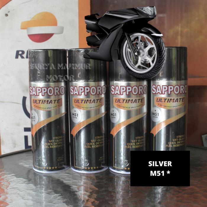 Jual Pilok/Pilox Sapporo Ultimate M51 Silver Cat Semprot Warna Silver ...