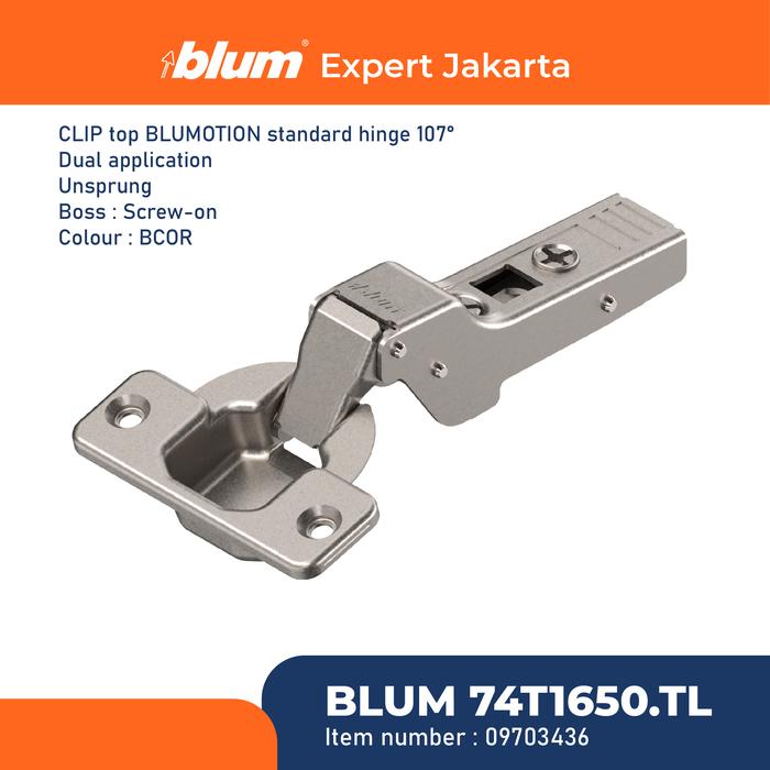 Jual BLUM ENGSEL SENDOK 74T1650 CLIP TOP STANDAR HINGE 107° DUAL ...