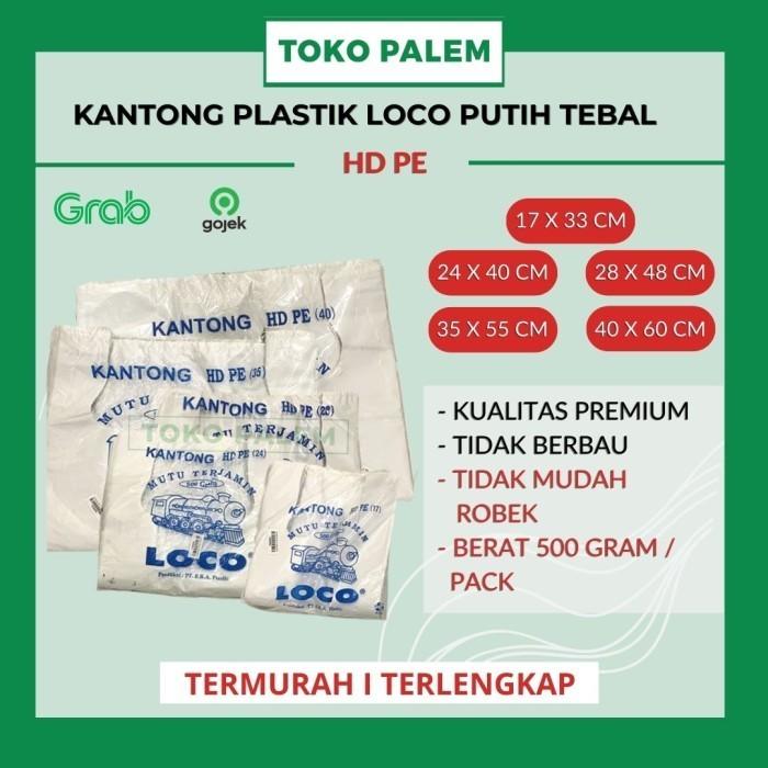 Jual Kantong Plastik Loco Putih Tebal HD 500gr (Uk 17 / 24 / 28 / 35 ...