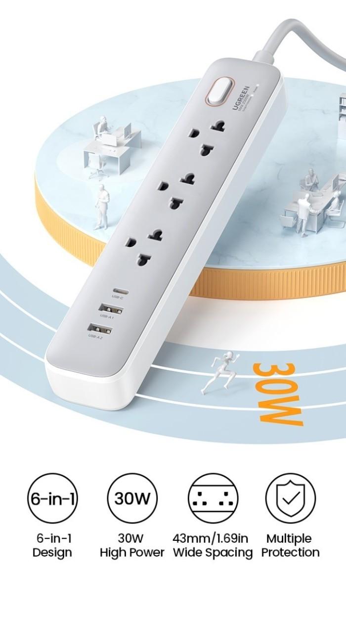 Jual UGREEN Power Strip Colokan Cabang Listrik Charger 3 Port Type C ...