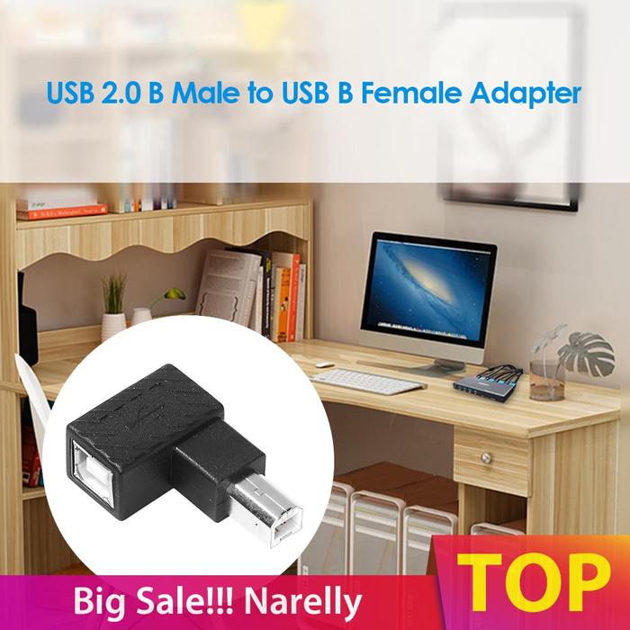 Jual USB 2.0 Type B Male to Female Extension Adapter Right Angled for ...
