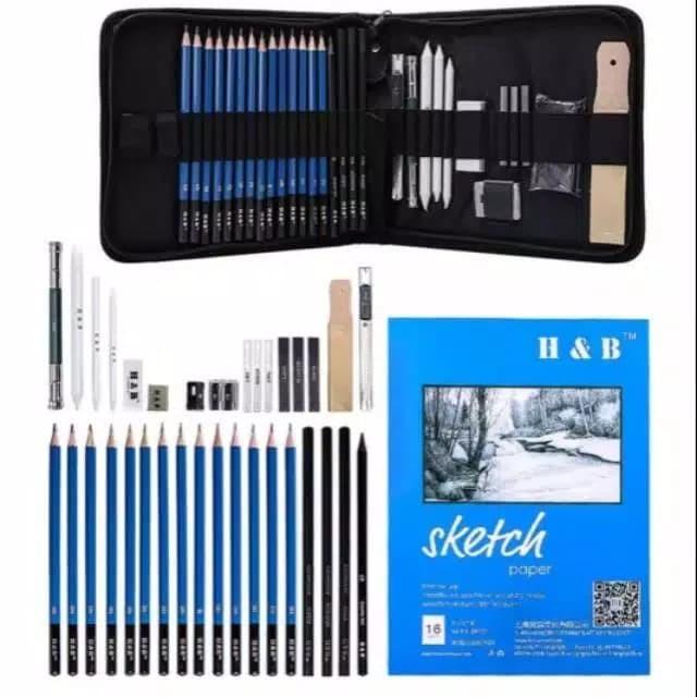 Jual Dijual 36 Pcs Sketching Set Drawing Kit Tools Pensil Gambar Sketsa ...