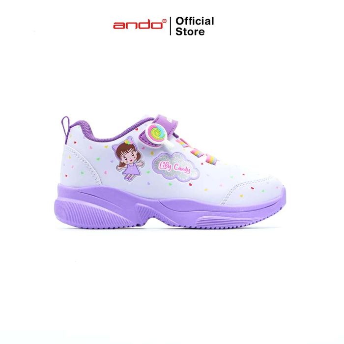 Promo Ando Official Sepatu Sneakers Lily Candy V Anak - Putih/Ungu/Ungu ...