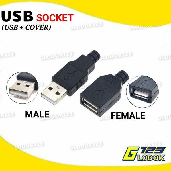 Jual Soket Usb 4 Pin Plug Socket Connector Kosong Jantan Male Betina ...