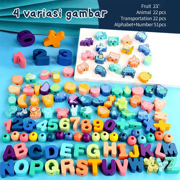 Jual Taiyo Mainan Anak 3d Blok Kayu Wooden Block Set Puzzle Angka Huruf ...