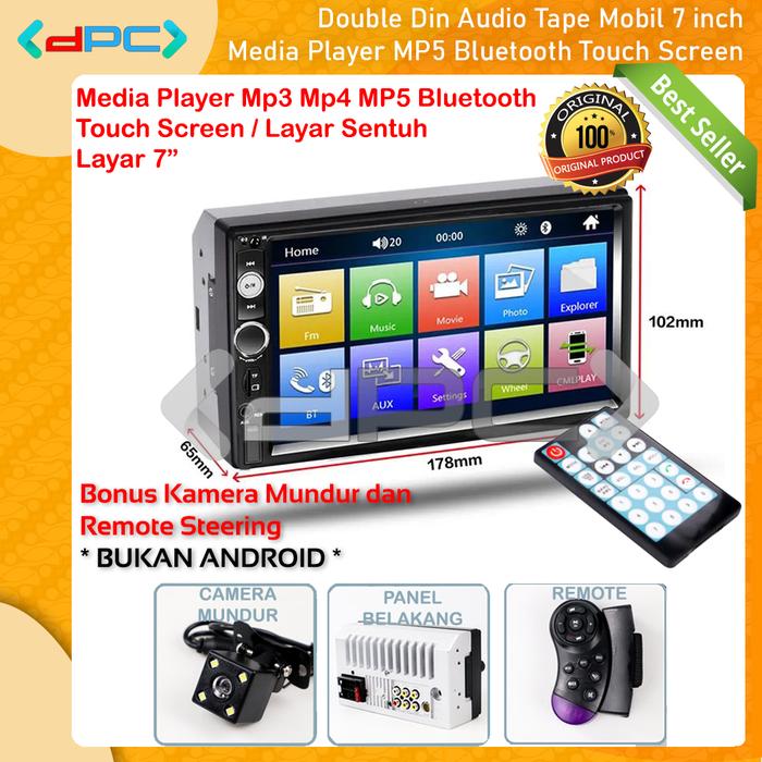 Jual Double Din 7 inch MP5 Media Audio Tape Mobil Bluetooth Touch ...
