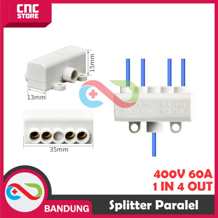 Promo TERMINAL BLOCK SPLITTER PARALEL HIGH POWER 400V 60A 1 IN 4 OUT ...