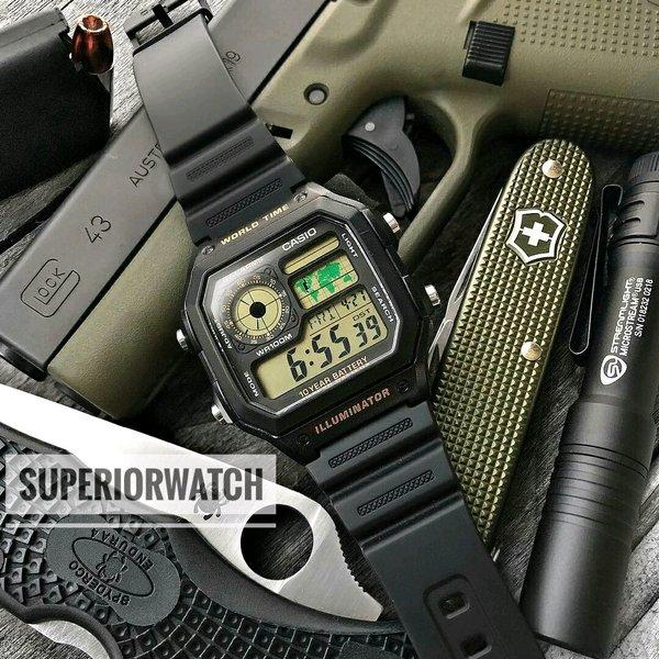 Jual Jam Tangan Casio Royale AE1200 Layar Kuning Original AE 1200 WH ...