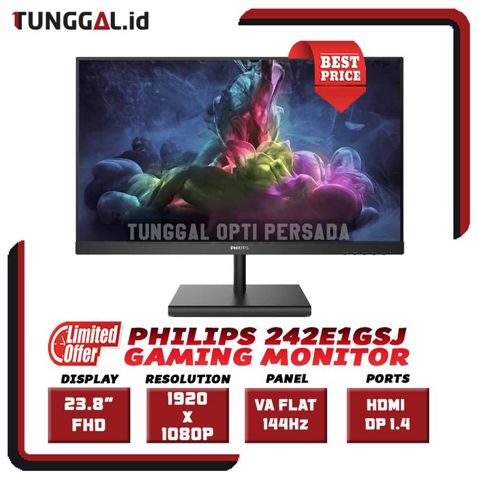 Jual PHILIPS 242E1GSJ MONITOR GAMING 24" 144Hz 1ms FHD FreeSync HDMI DP ...