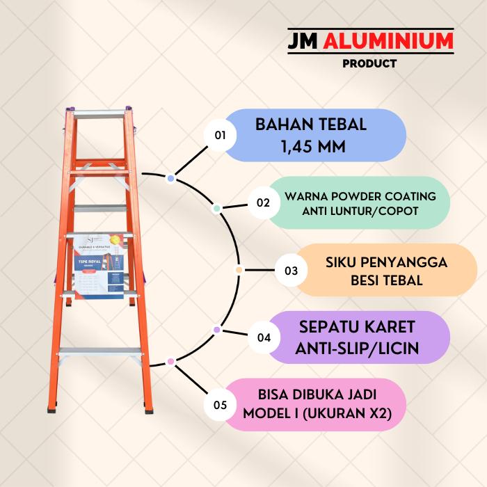 Jual Tangga Lipat Aluminium Royal Orange 1 - 2 Meter | Tebal Super 1,45 ...